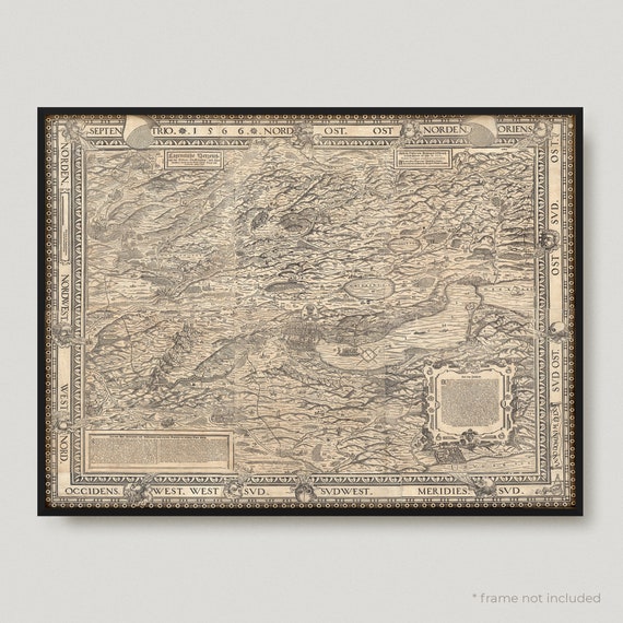 1566 Zurich Kanton Antique Map of Zurich Old Historical Map - Etsy