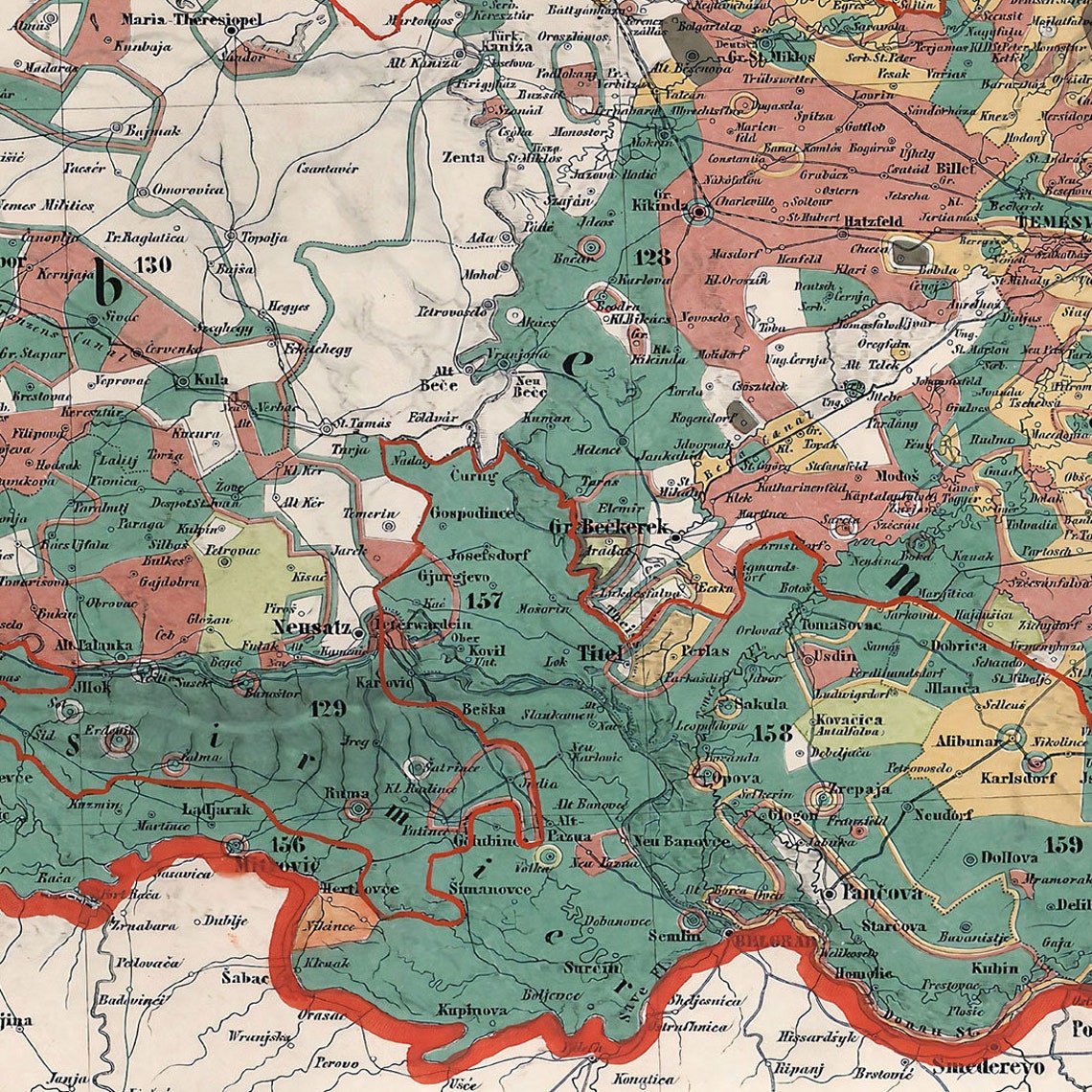 1855 Ethnographic Map of Austrian Monarchy, Antique Map of Austrian ...