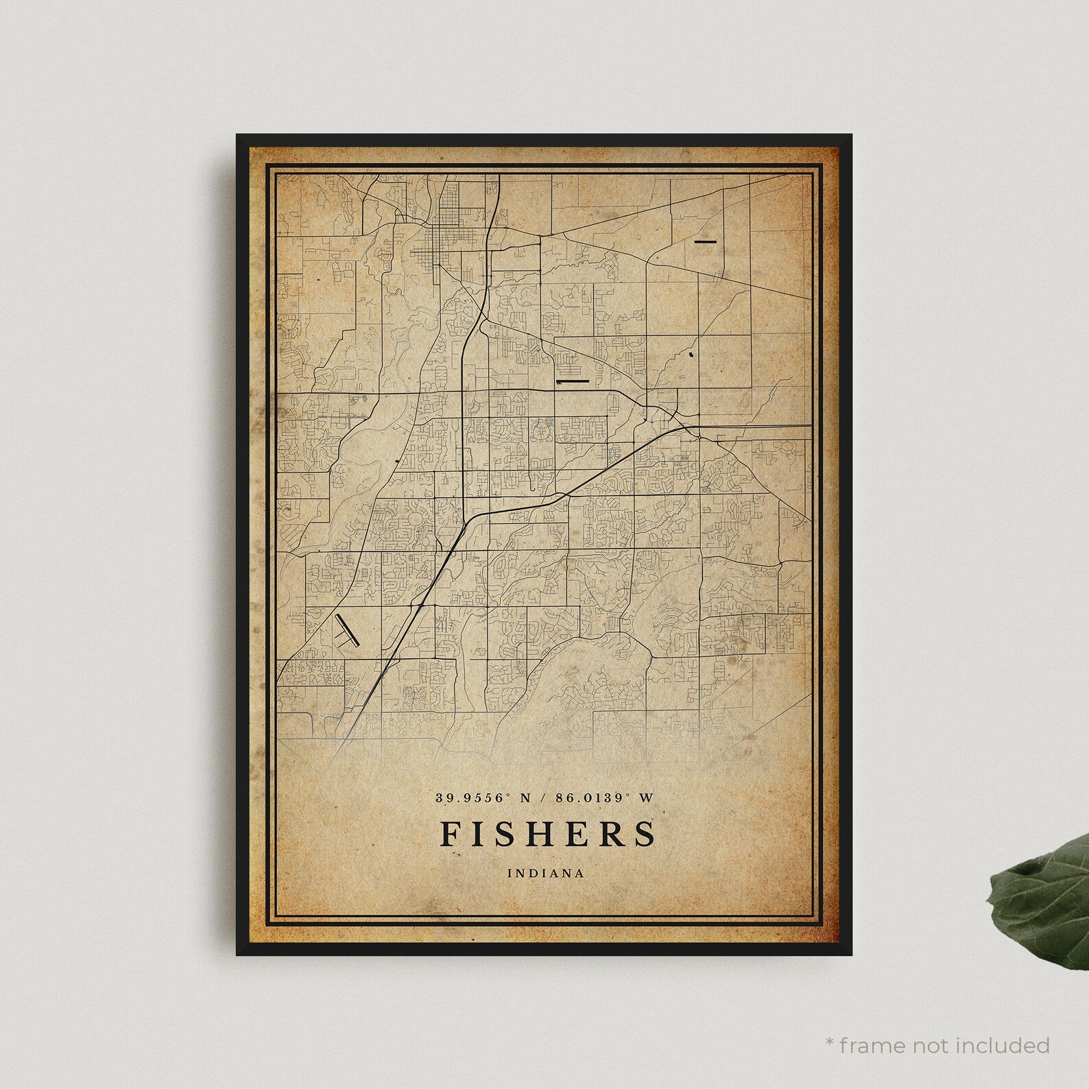 Fishers Vintage Map Print Fishers Retro Map Poster Antique - Etsy
