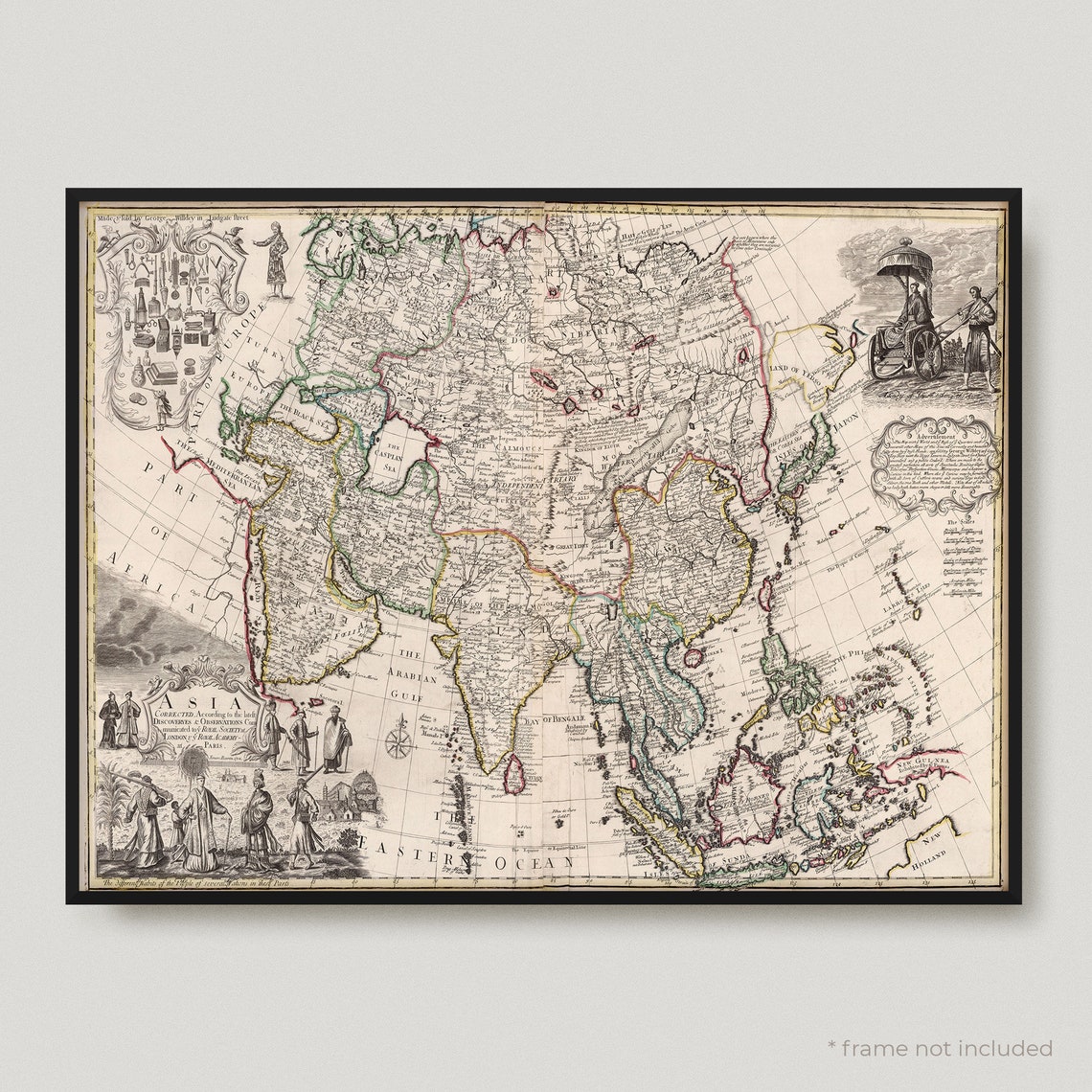 1714 Asia 18th Century Antique Map of Asia Old Map of Asia - Etsy