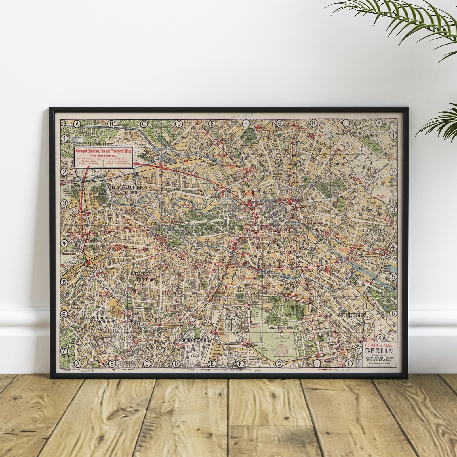 1929 Pharus Map Berlin, Antique Map of Berlin, Old Historical Map of ...