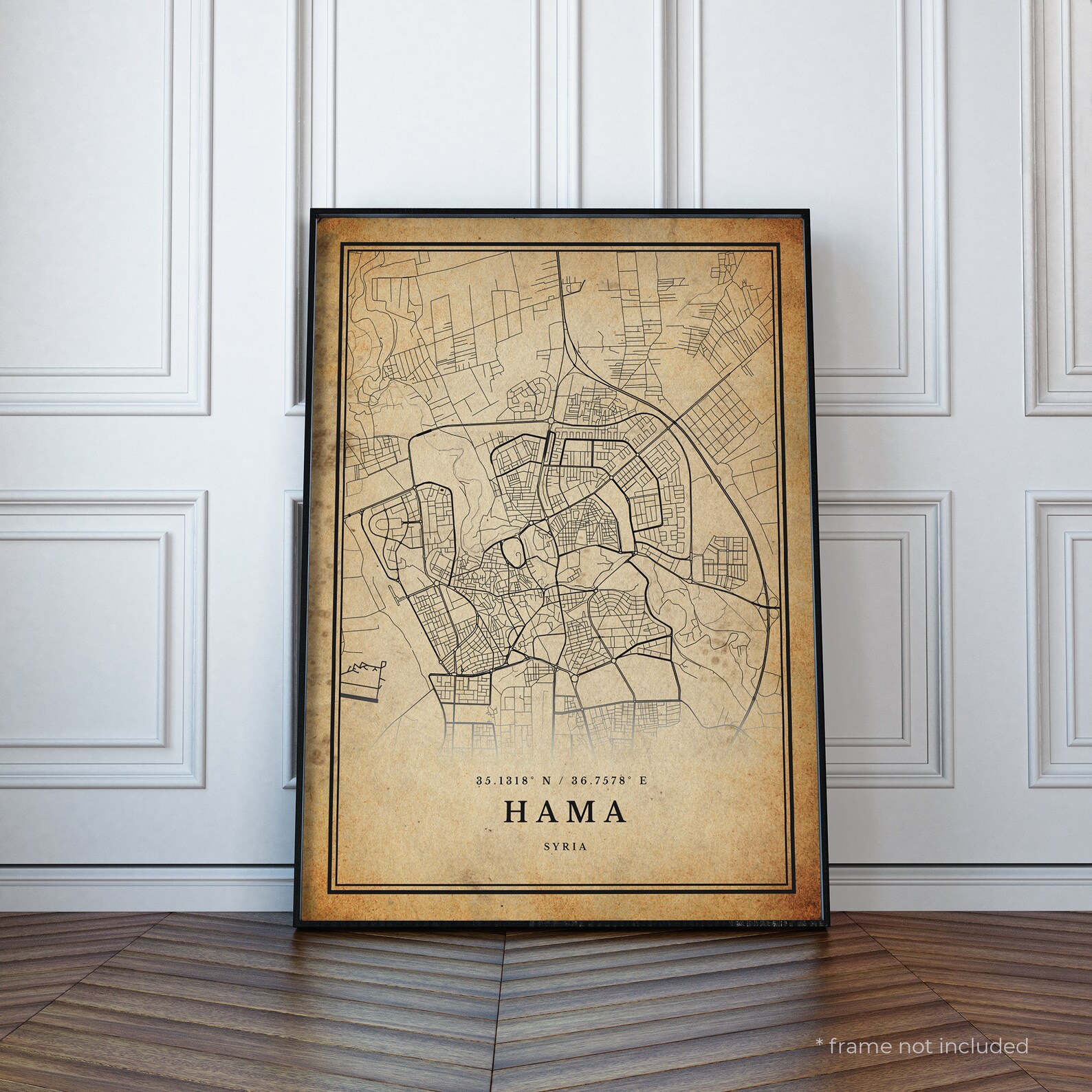 Hama Vintage Map Print, Hama Retro Map Poster, Antique Style Map, syria ...