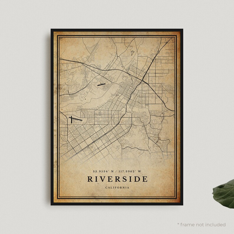 Riverside Vintage Map Print Riverside Retro Map Poster | Etsy