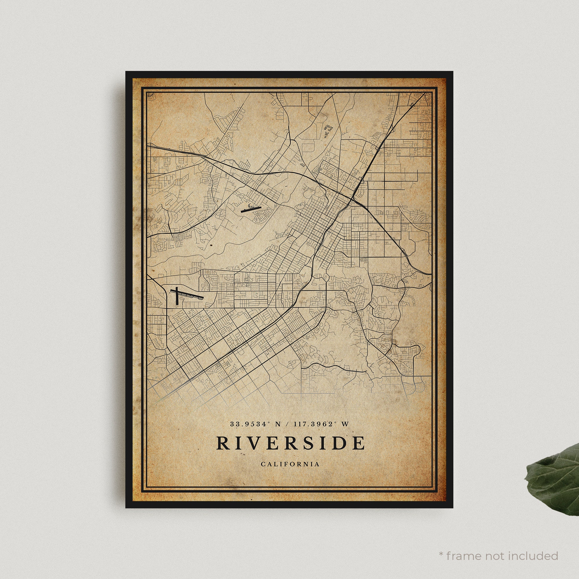 Riverside Vintage Map Print Riverside Retro Map Poster | Etsy