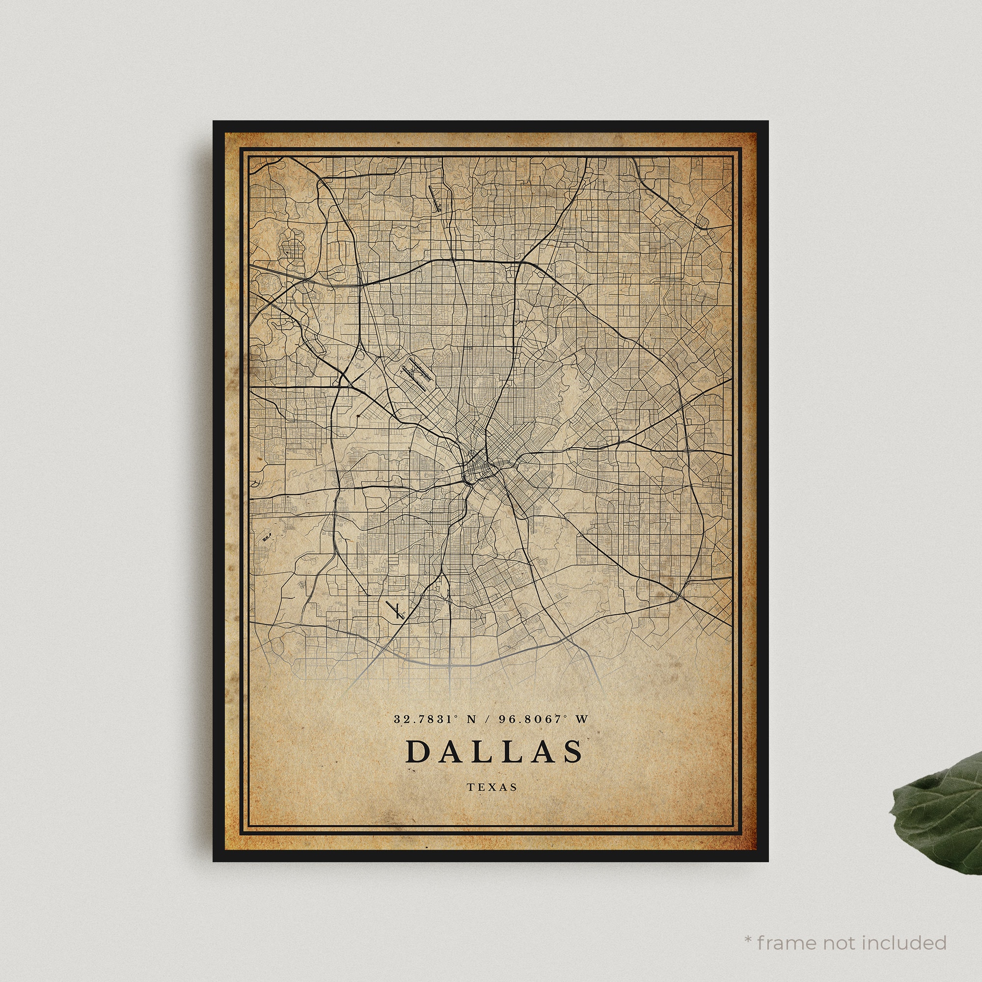 Dallas Vintage Map Print Dallas Retro Map Poster Antique - Etsy