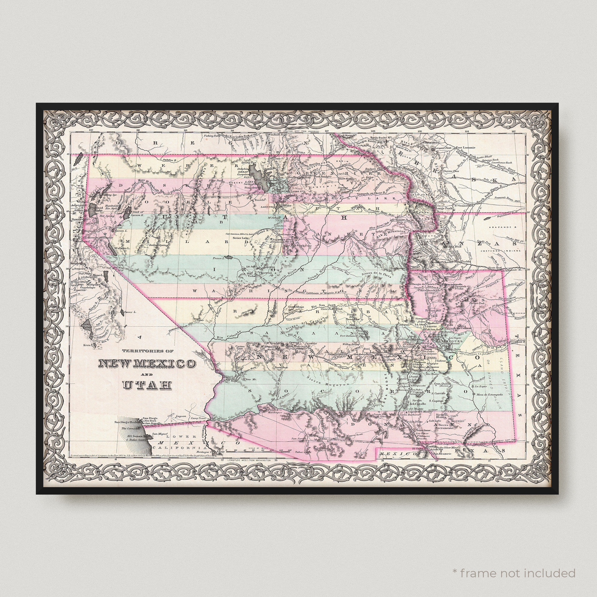 1855 Map of Utah and New Mexico Historical Map of Utah and - Etsy
