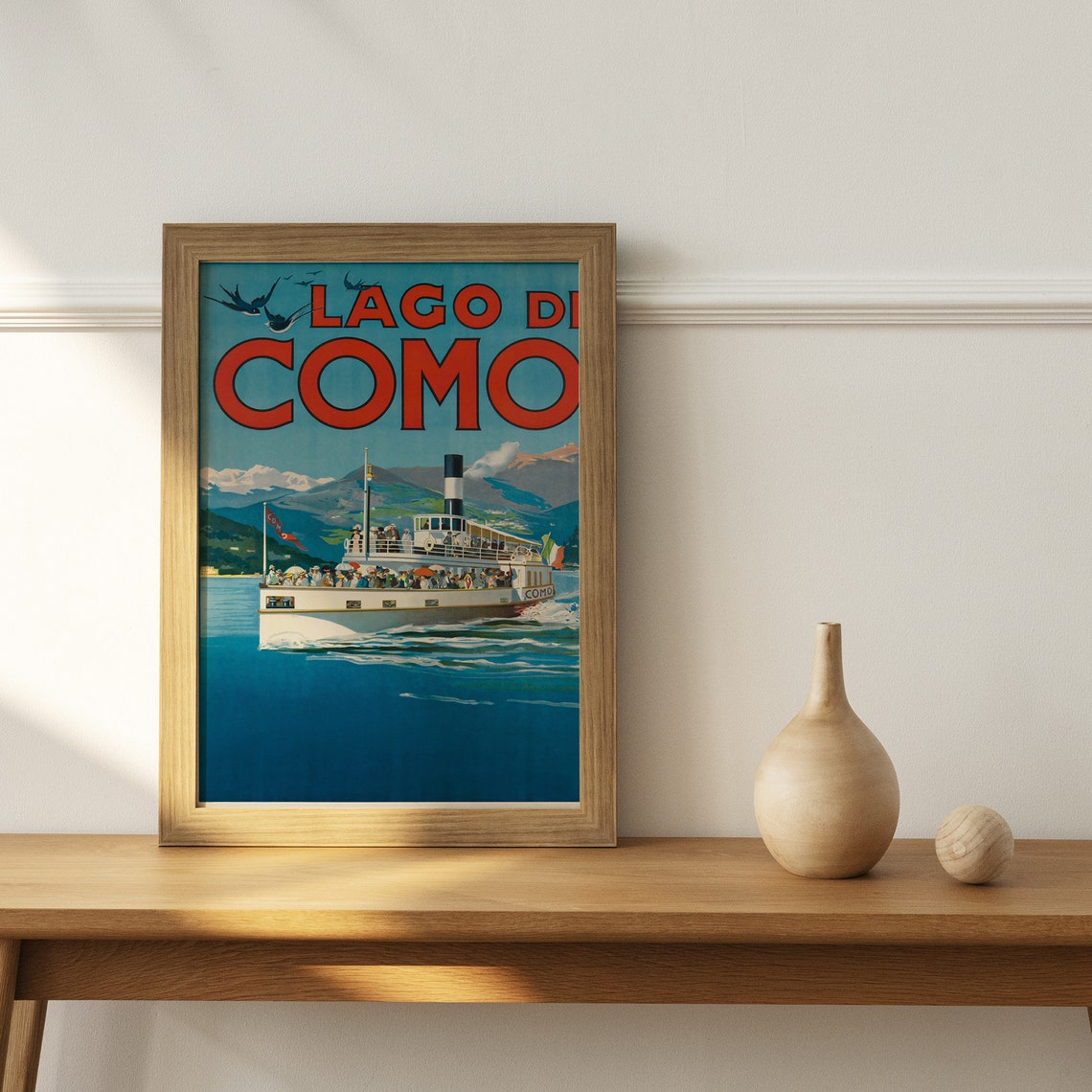 Lago Di Como Vintage Poster, Lago Di Como Retro Print, Vintage Italian ...