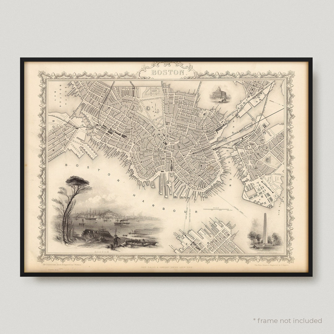 1851 Boston Atlas Map, Antique Map of Boston, Old Historical Map of ...