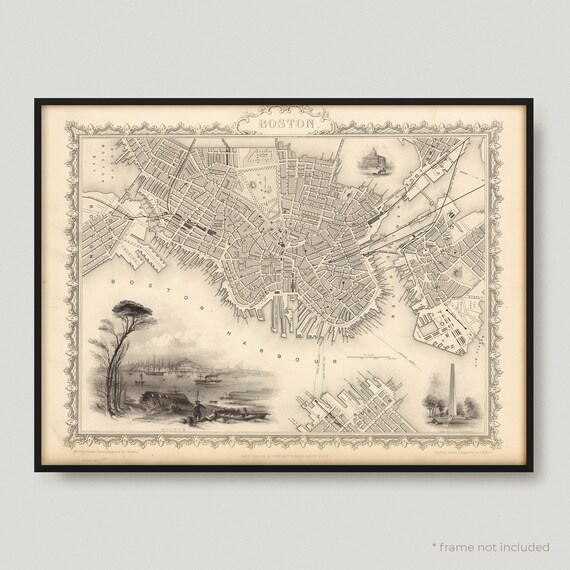 1851 Boston Atlas Map Antique Map of Boston Old Historical - Etsy