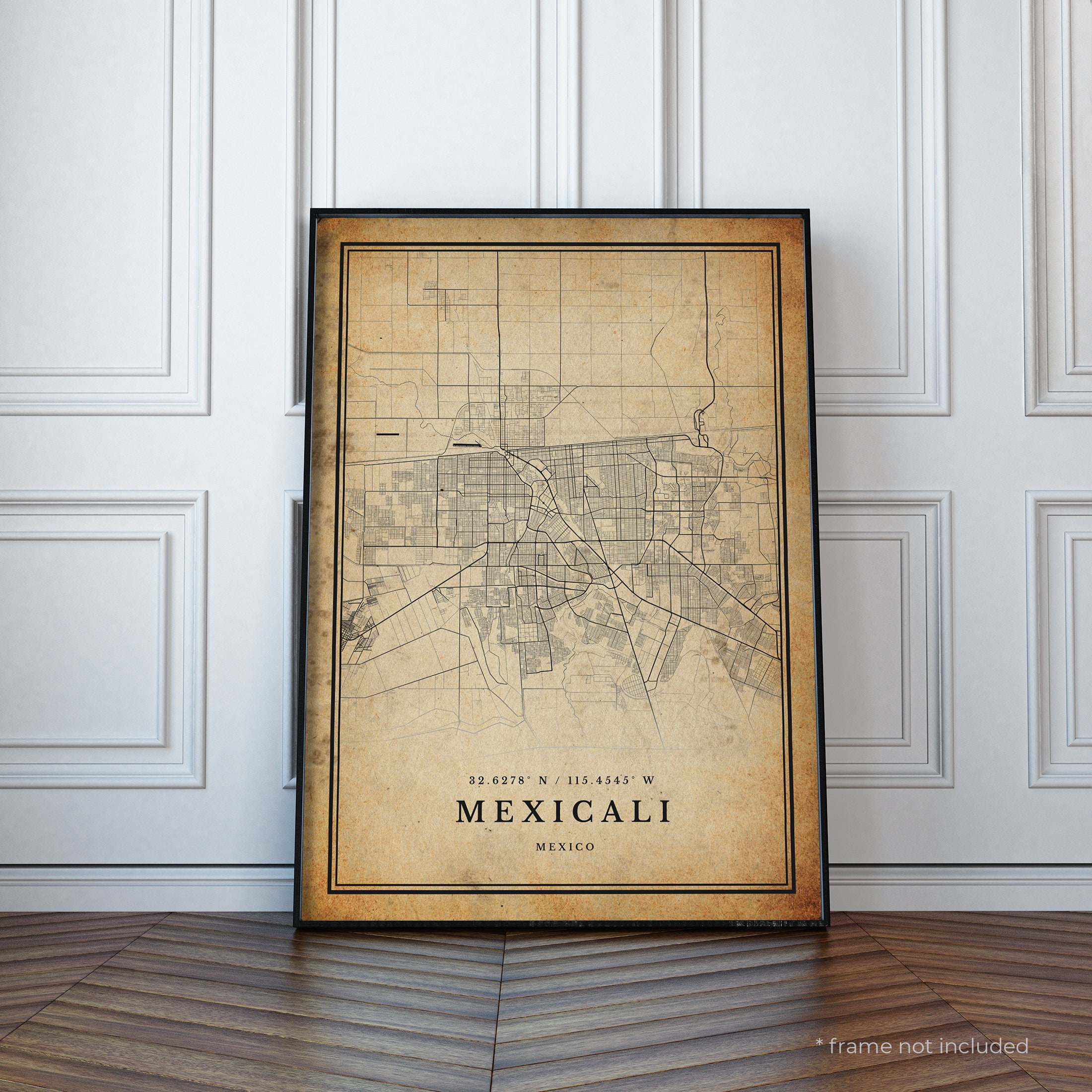 Mexicali Vintage Map Print, Mexicali Retro Map Poster, Antique Style ...