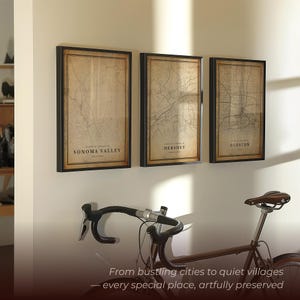 Custom Vintage Map Print, Personalized Retro Map Poster, Antique Style ...