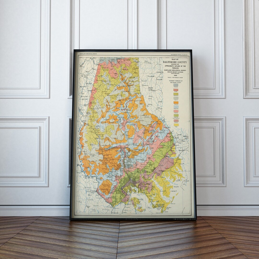1929 Baltimore County Geological Map, Baltimore County Geologial ...