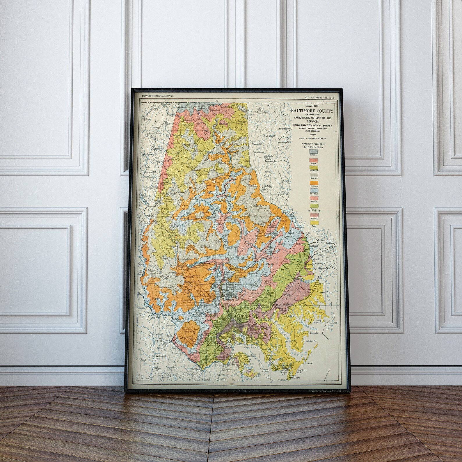 1929 Baltimore County Geological Map Baltimore County | Etsy