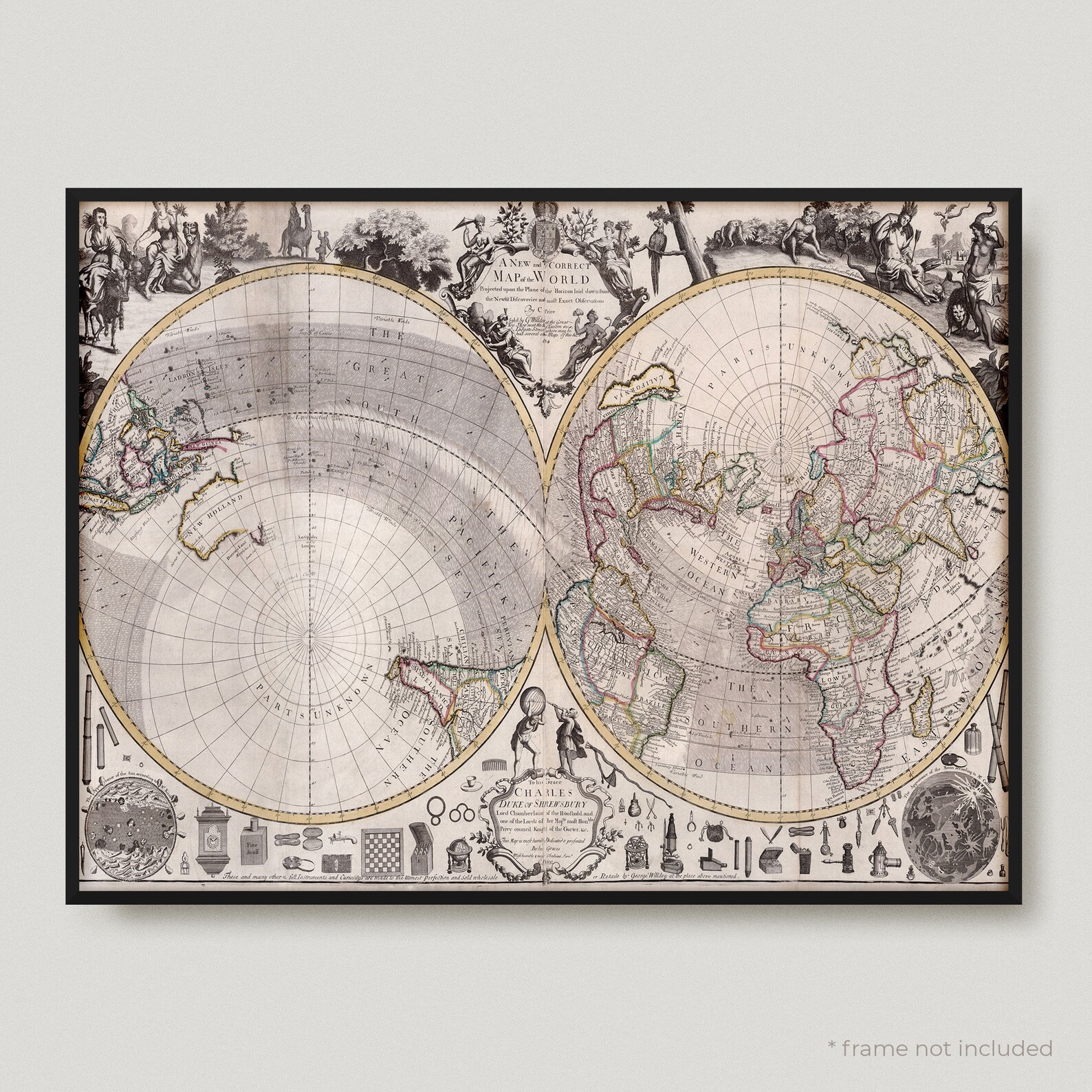 1714 Map of the World 18th Century Antique Map of the World - Etsy