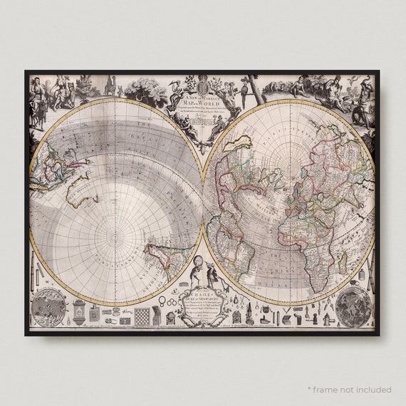 1714 Map of the World 18th Century Antique Map of the World - Etsy