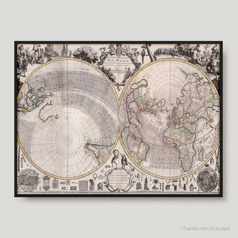 1714 Map of the World 18th Century Antique Map of the World - Etsy