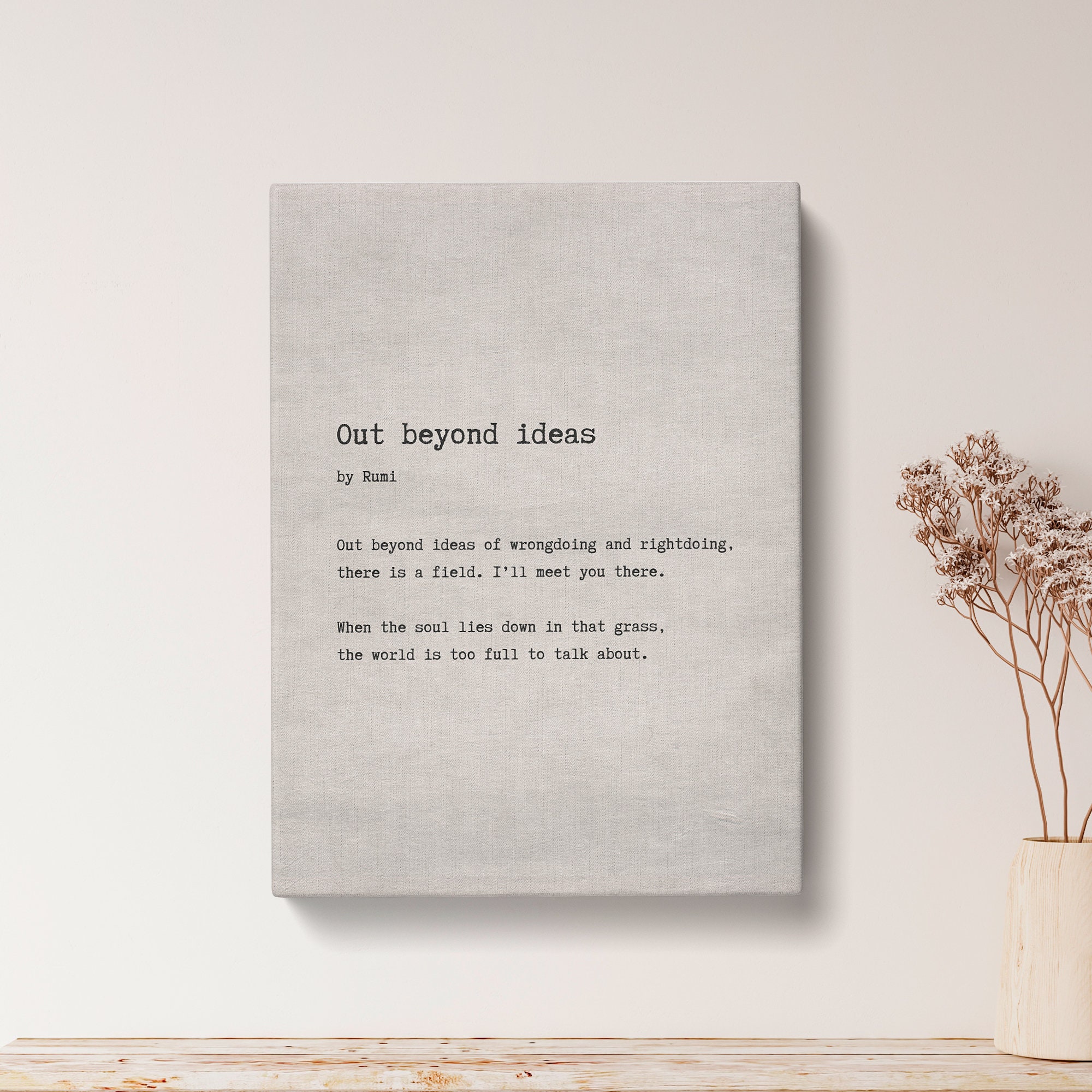 Out Beyond Ideas by Rumi Poem Print Vintage Canvas Print - Etsy