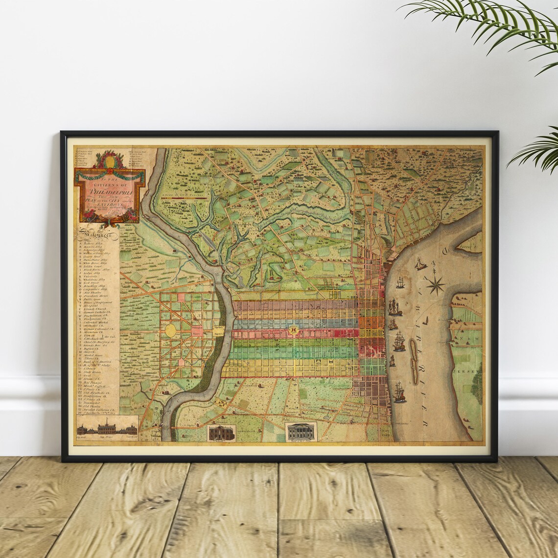 1802 Philadelphia Street Map, Antique Map of Philadelphia, Old ...