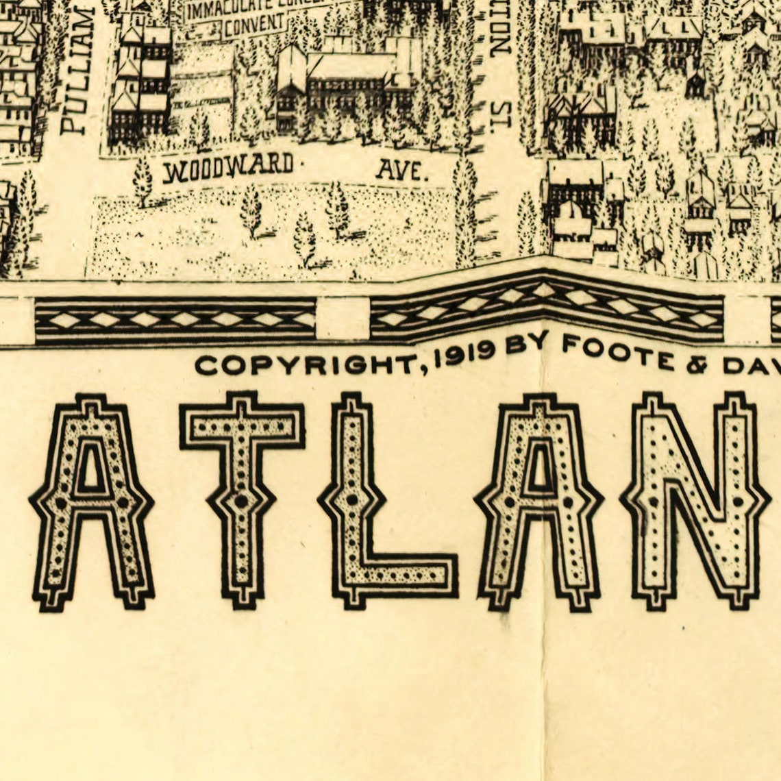 Atlanta Map Antique Map of Atlanta Old Historical Map of | Etsy