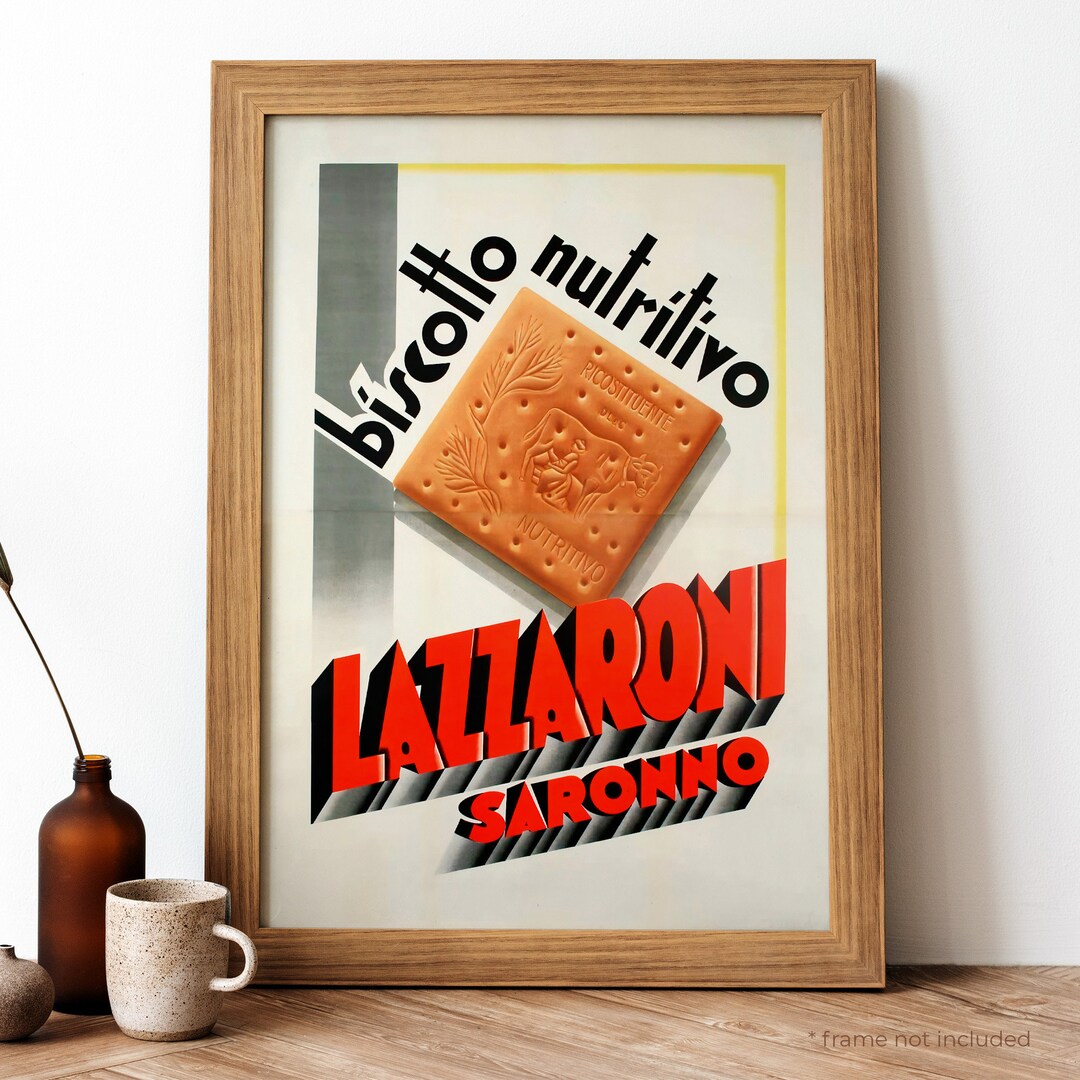 Lazzaroni Biscotti Vintage Poster, Italian Food Retro Print, Italian ...