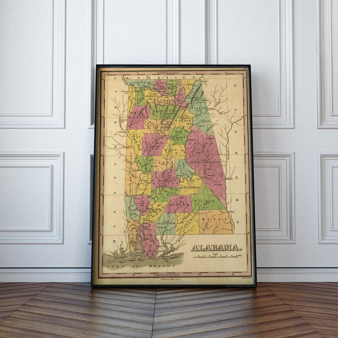 1823 Map of Alabama Counties Antique Map of Alabama Old Map | Etsy
