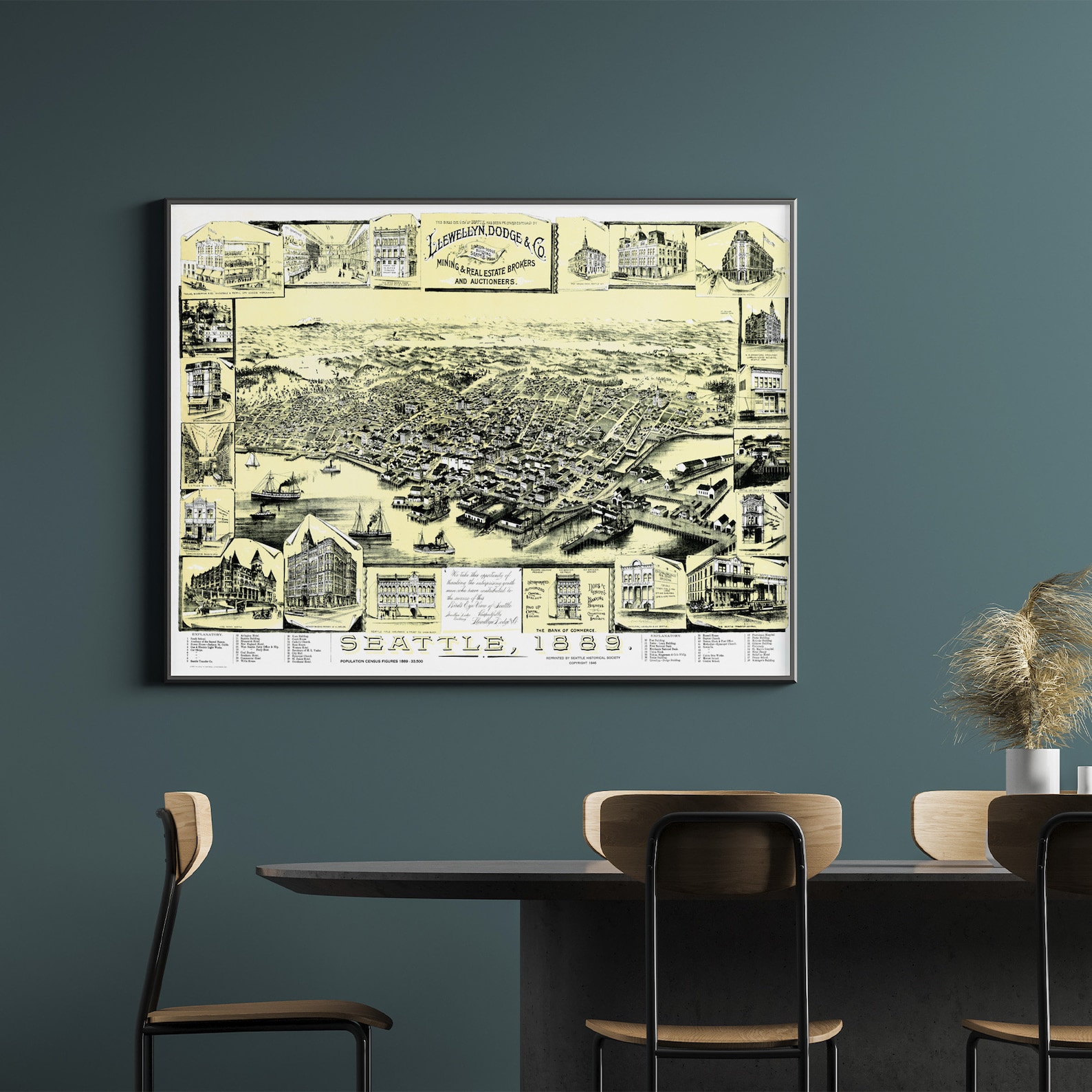 1889 Bird's Eye Map of Seattle Antique Map of Seattle | Etsy