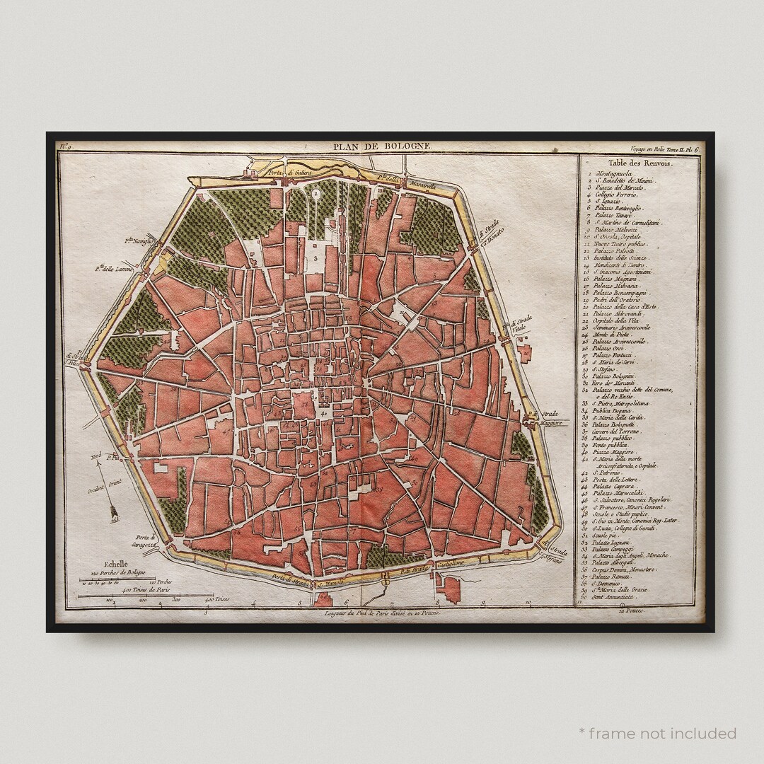 Mapa de Bolonia, Mapa Antiguo de Bolonia, Antiguo Mapa Histórico de ...