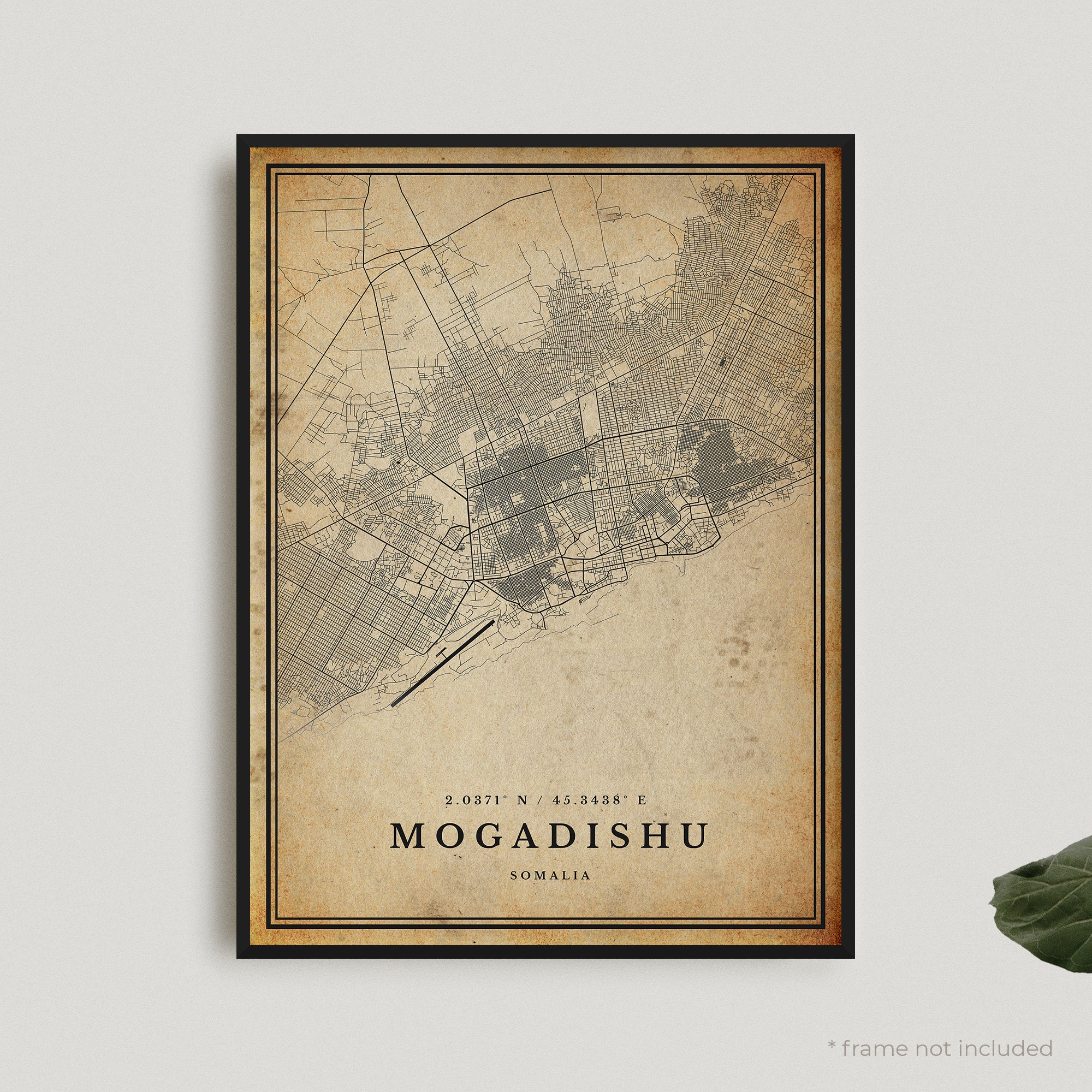 Mogadishu Vintage Map Print Mogadishu Retro Map Poster | Etsy