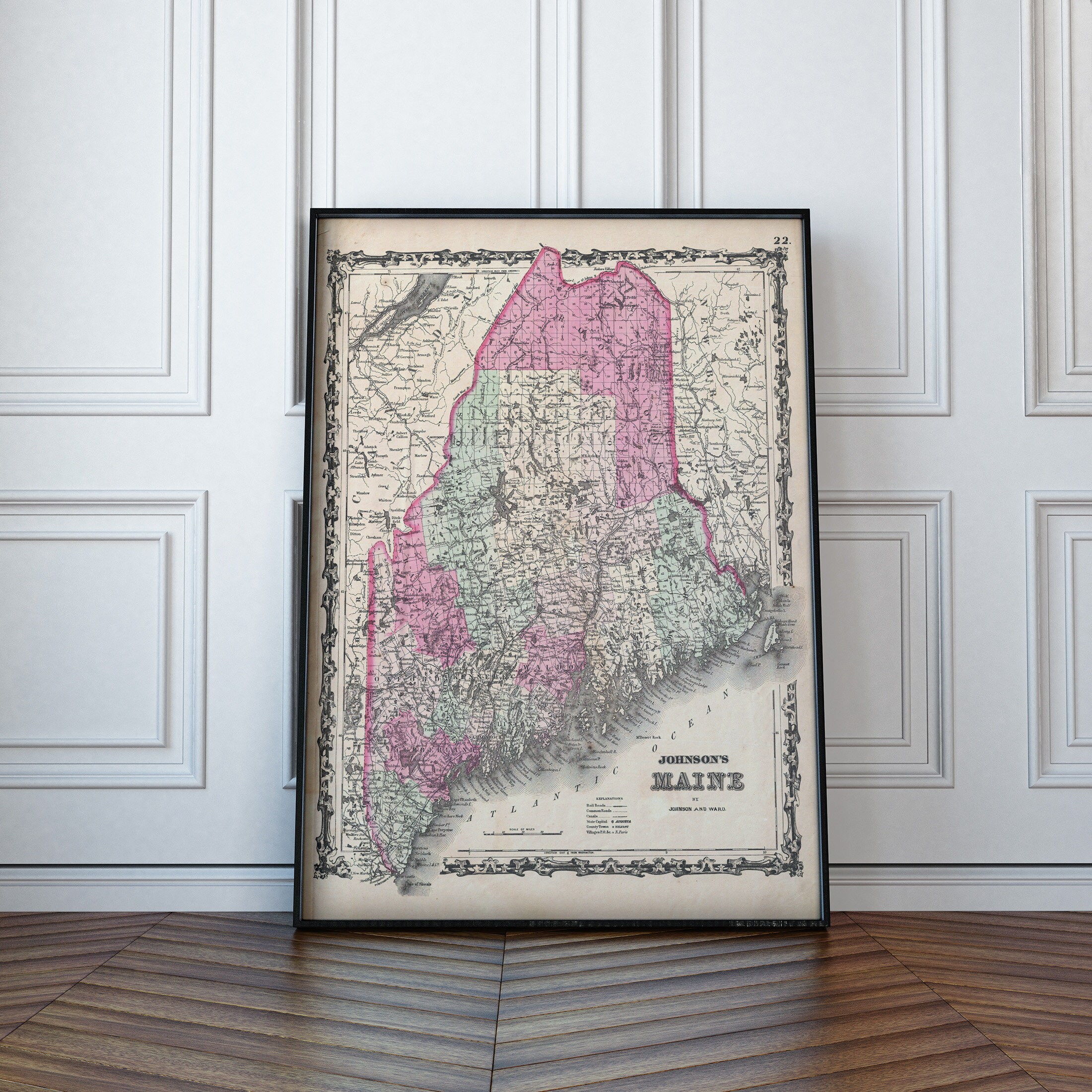 1862 Map of Maine Historical Map of Maine Antique Map of - Etsy