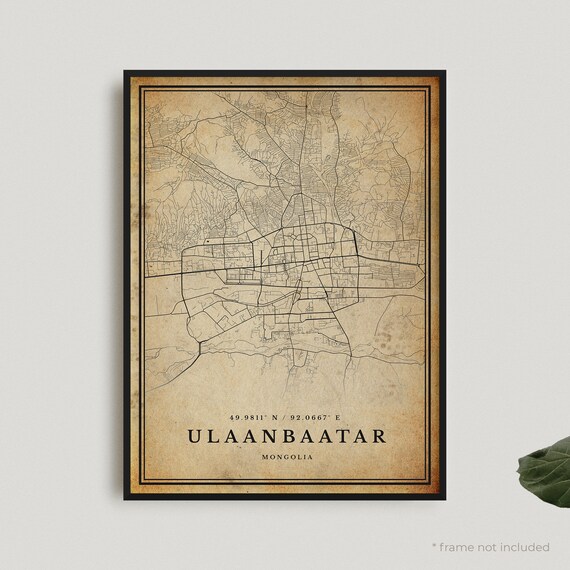 Ulaanbaatar Vintage Map Print Ulaanbaatar Retro Map Poster - Etsy