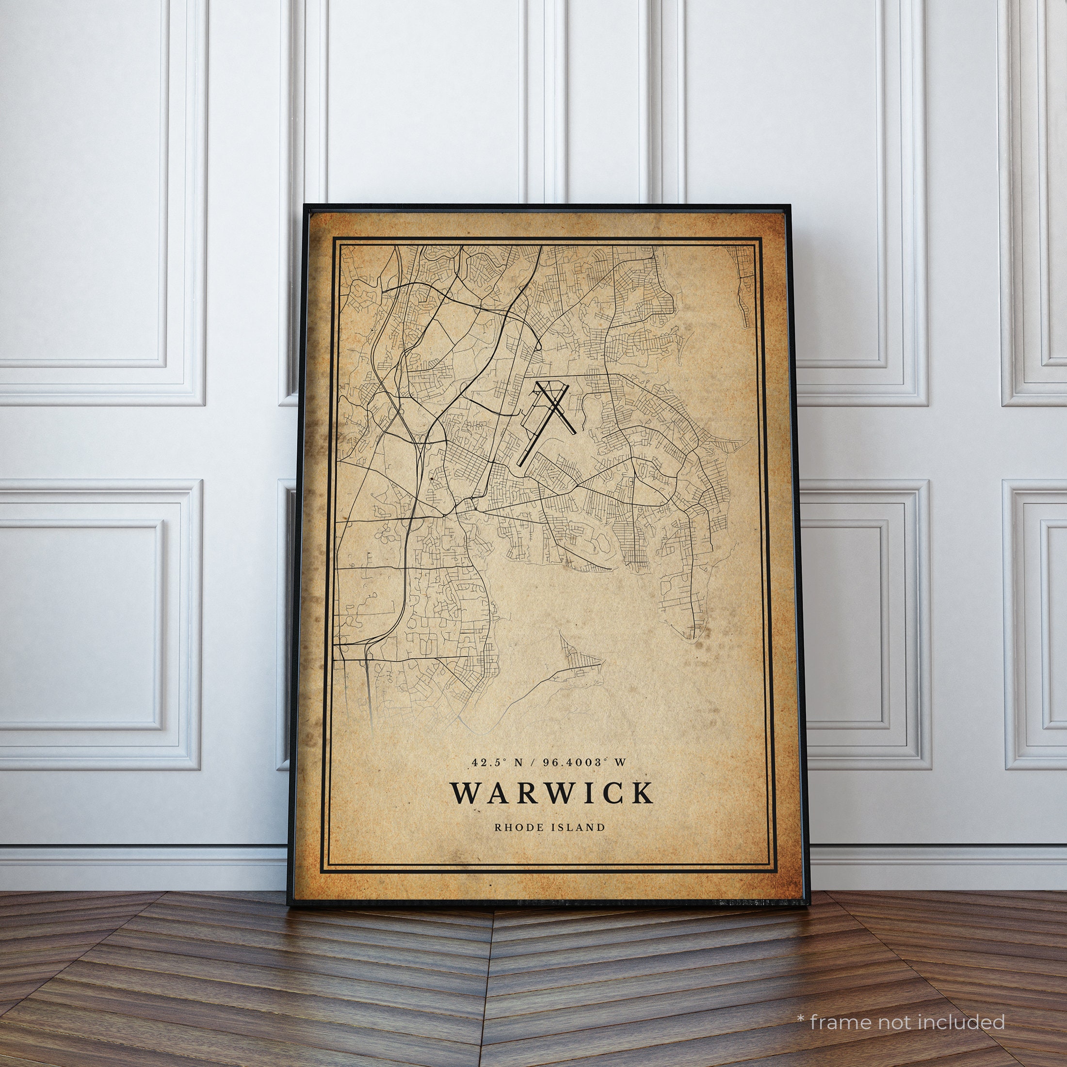 Warwick Vintage Map Print, Warwick Retro Map Poster, Antique Style Map ...