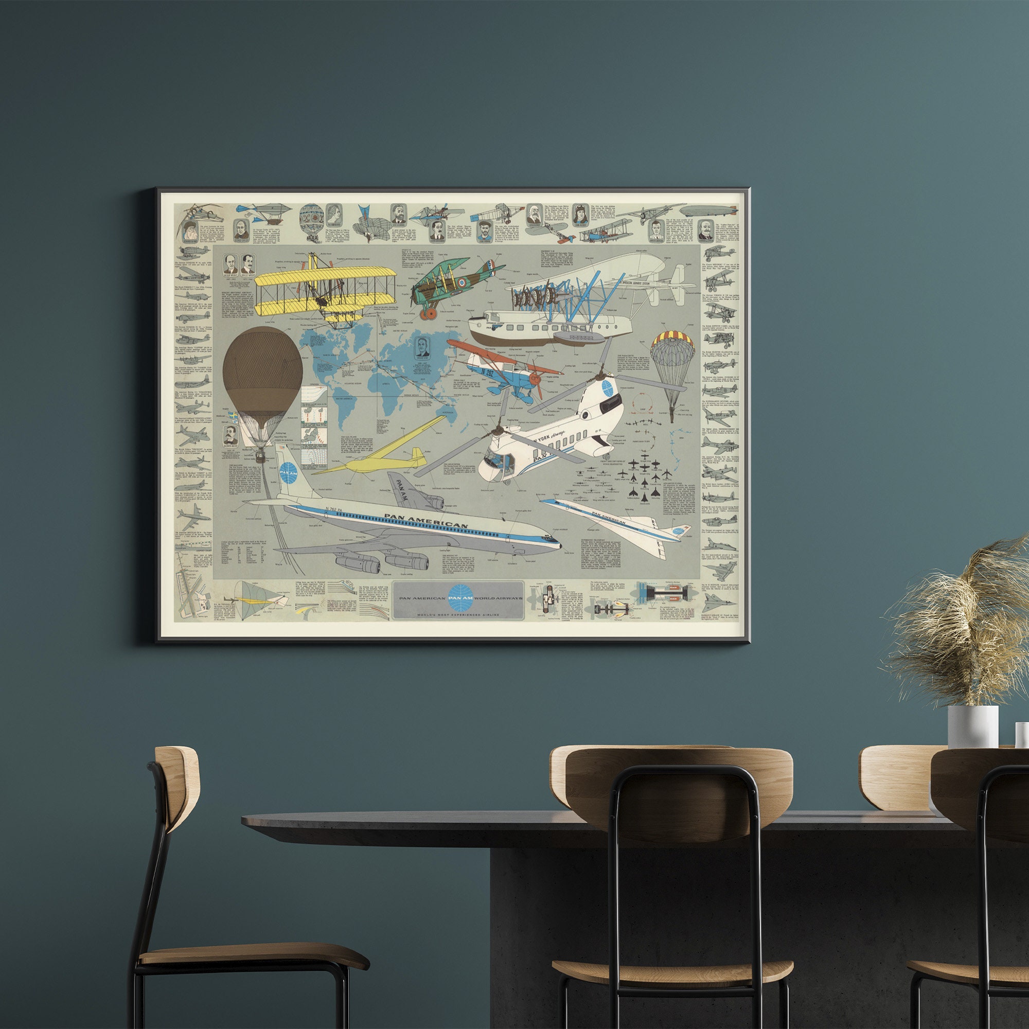 1962 World Map Showing Flight Paths World Flight Routes - Etsy