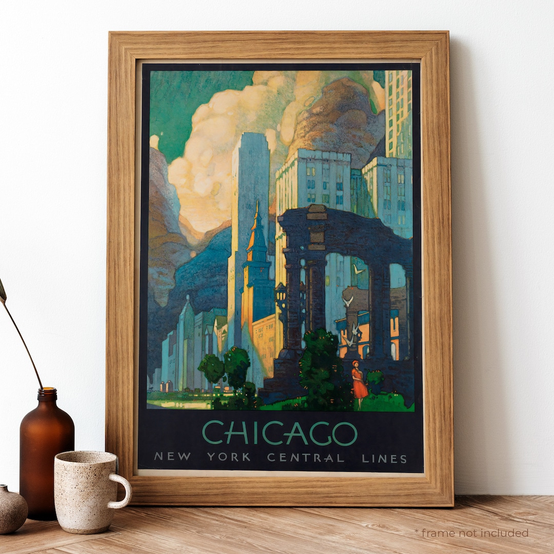 Chicago Vintage Poster, Chicago Retro Print, Vintage American Travel ...