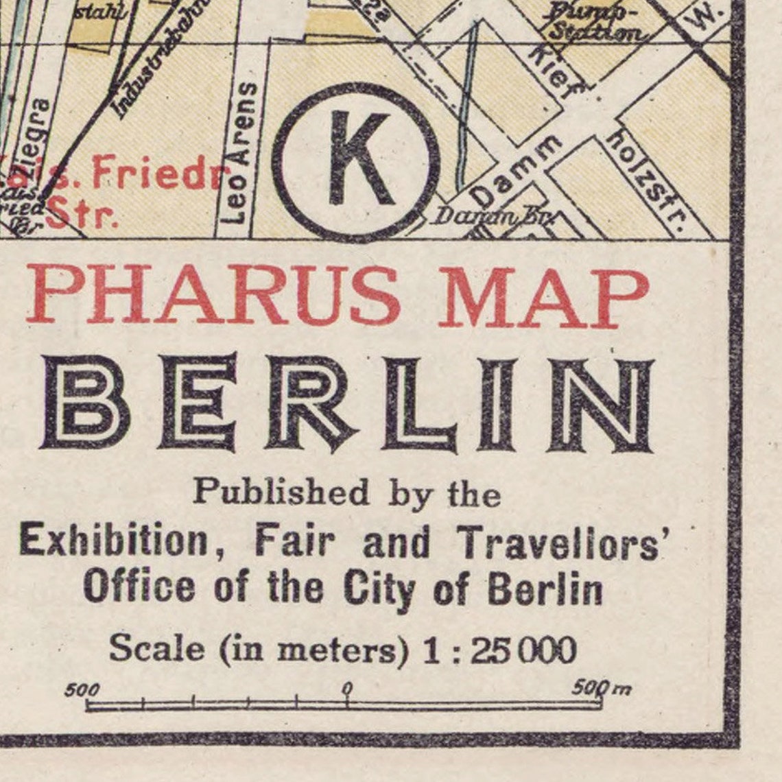 1929 Pharus Map Berlin, Antique Map of Berlin, Old Historical Map of ...
