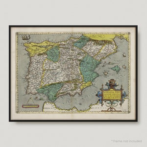 Map of Spain , Antique Map of Spain, Old Map of Spain, Vintage Spain Map MP120 - Etsy