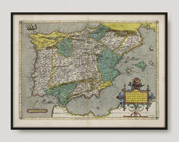 Old Spain Map 1892 Vintage Spanish Family Crests Chart Poster - Etsy