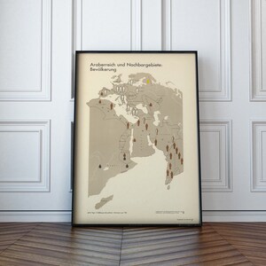 1258 Arab Empire and Neighboring Areas, Antique Map of Arab Empire, Old ...