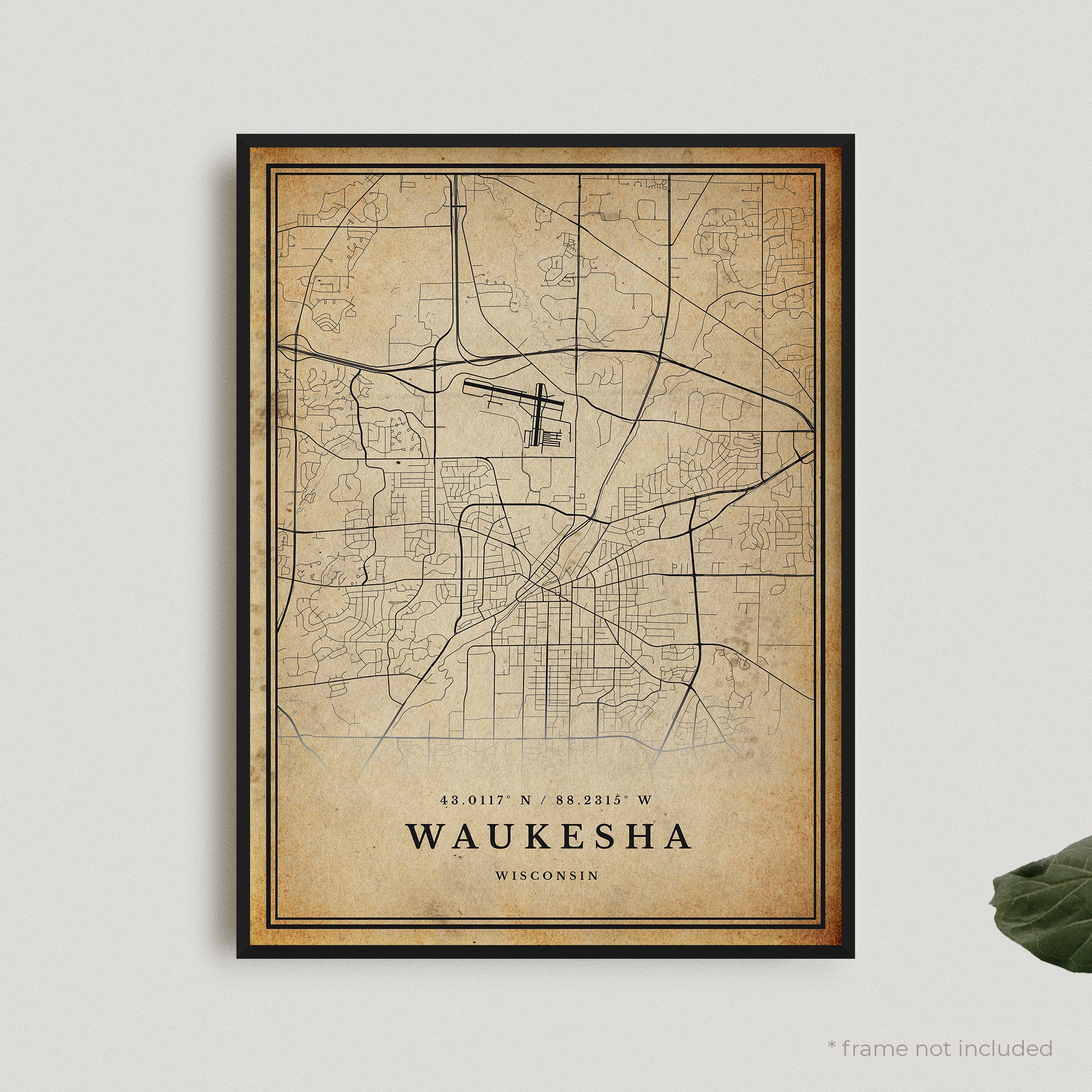 Waukesha Vintage Map Print Waukesha Retro Map Poster Antique | Etsy