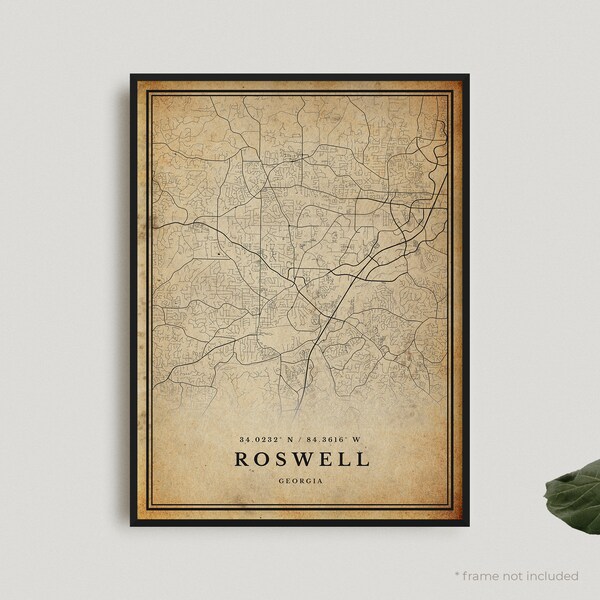 Antique Map of Roswell Georgia - Etsy