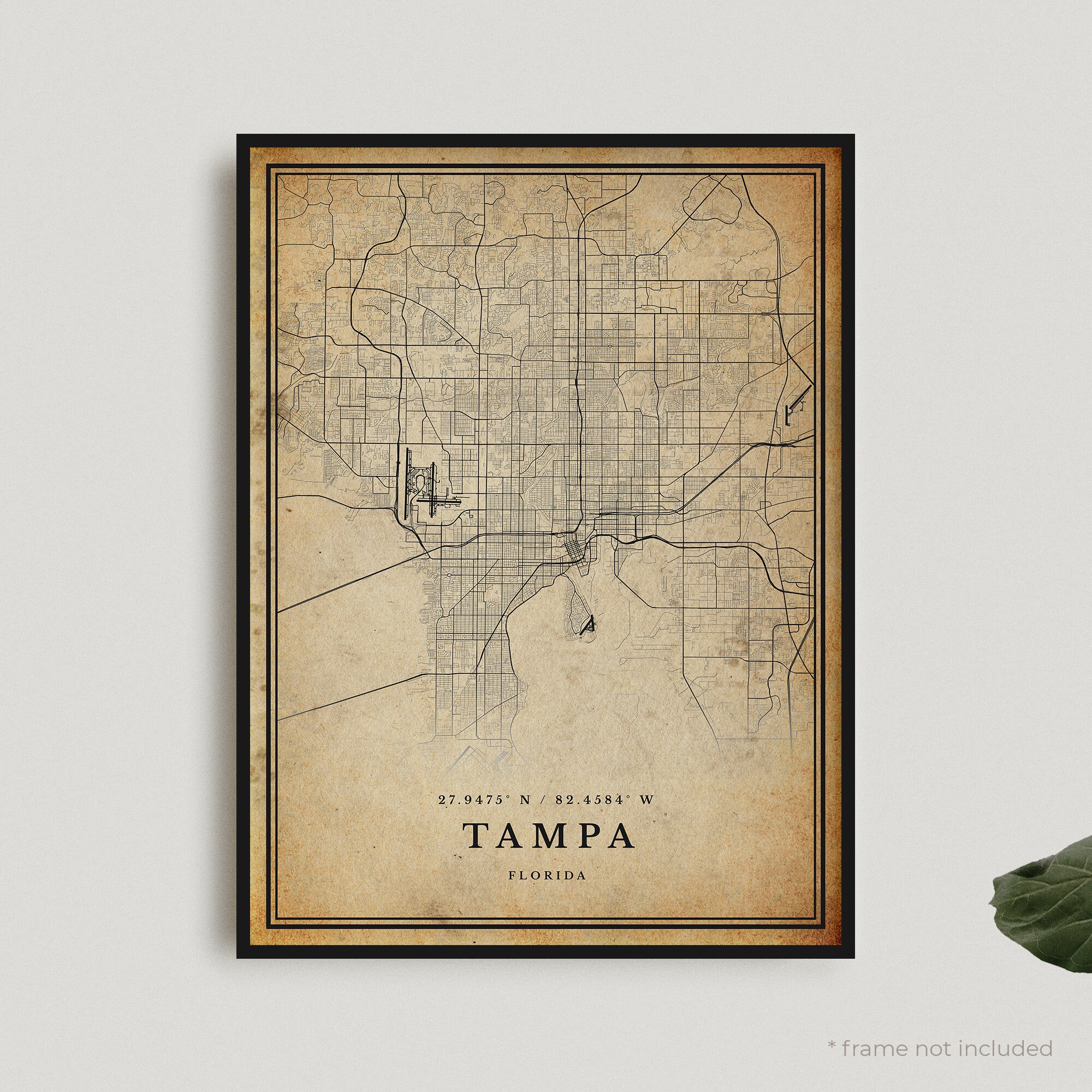 Tampa Vintage Map Print Tampa Retro Map Poster Antique Style - Etsy