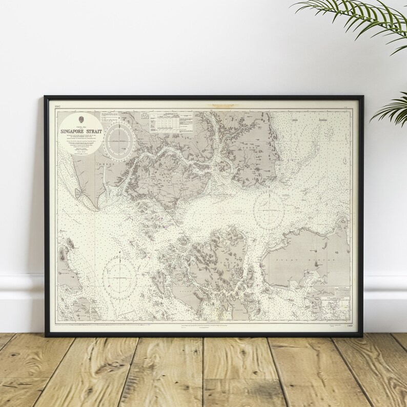 1936 Admiralty Chart Singapore Strait Antique Map of | Etsy