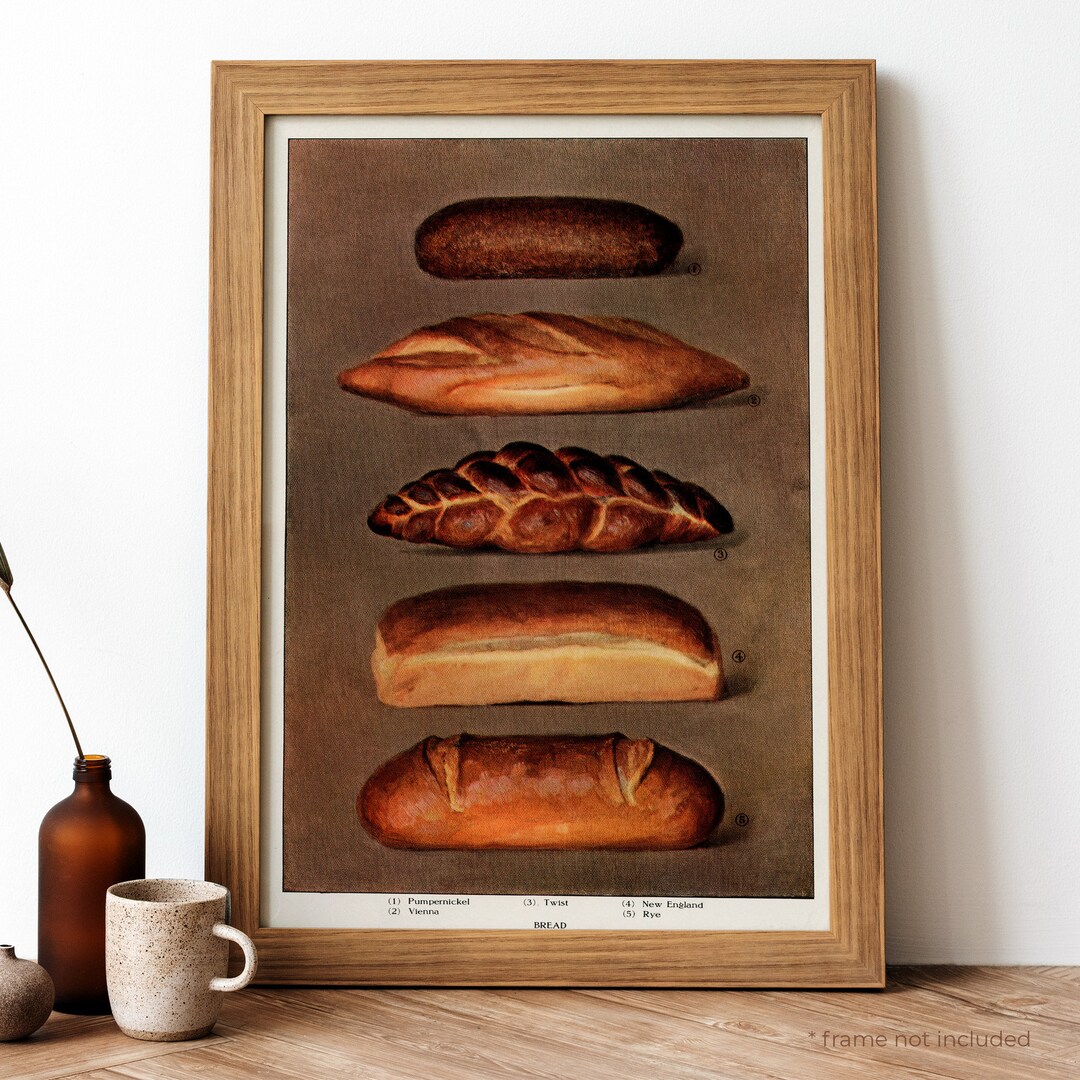 The Grocer's Encyclopedia Vintage Poster, Baked Bread Loaves Retro ...