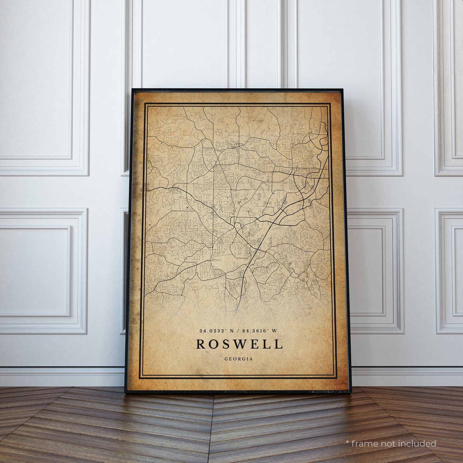 Roswell Vintage Map Print, Roswell Retro Map Poster, Antique Style Map ...