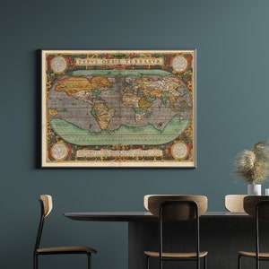 1579 Map of the World, 16th Century Antique Map of the World, Old Map ...