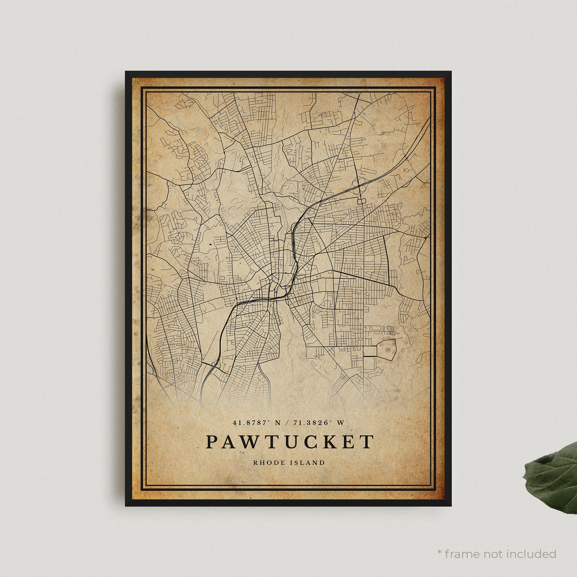 Pawtucket Vintage Map Print, Pawtucket Retro Map Poster, Antique Style ...