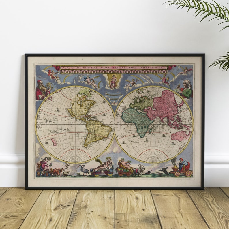 1665 Map of the World 17th Century Antique Map of the World - Etsy