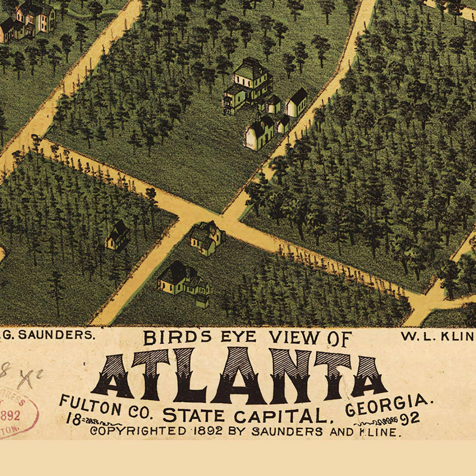 1892 Atlanta Koch Map Antique Map of Atlanta Old Historical | Etsy