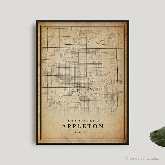 Appleton Vintage Map Print Appleton Retro Map Poster Antique | Etsy