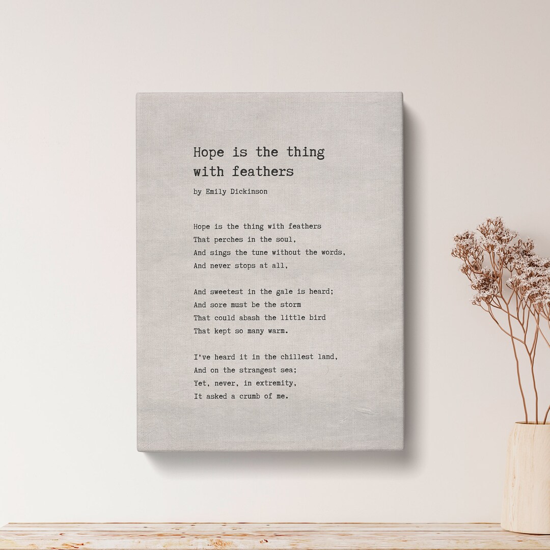 Hope is the Thing by Emily Dickinson Poem Print - Vintage Canvas Print ...