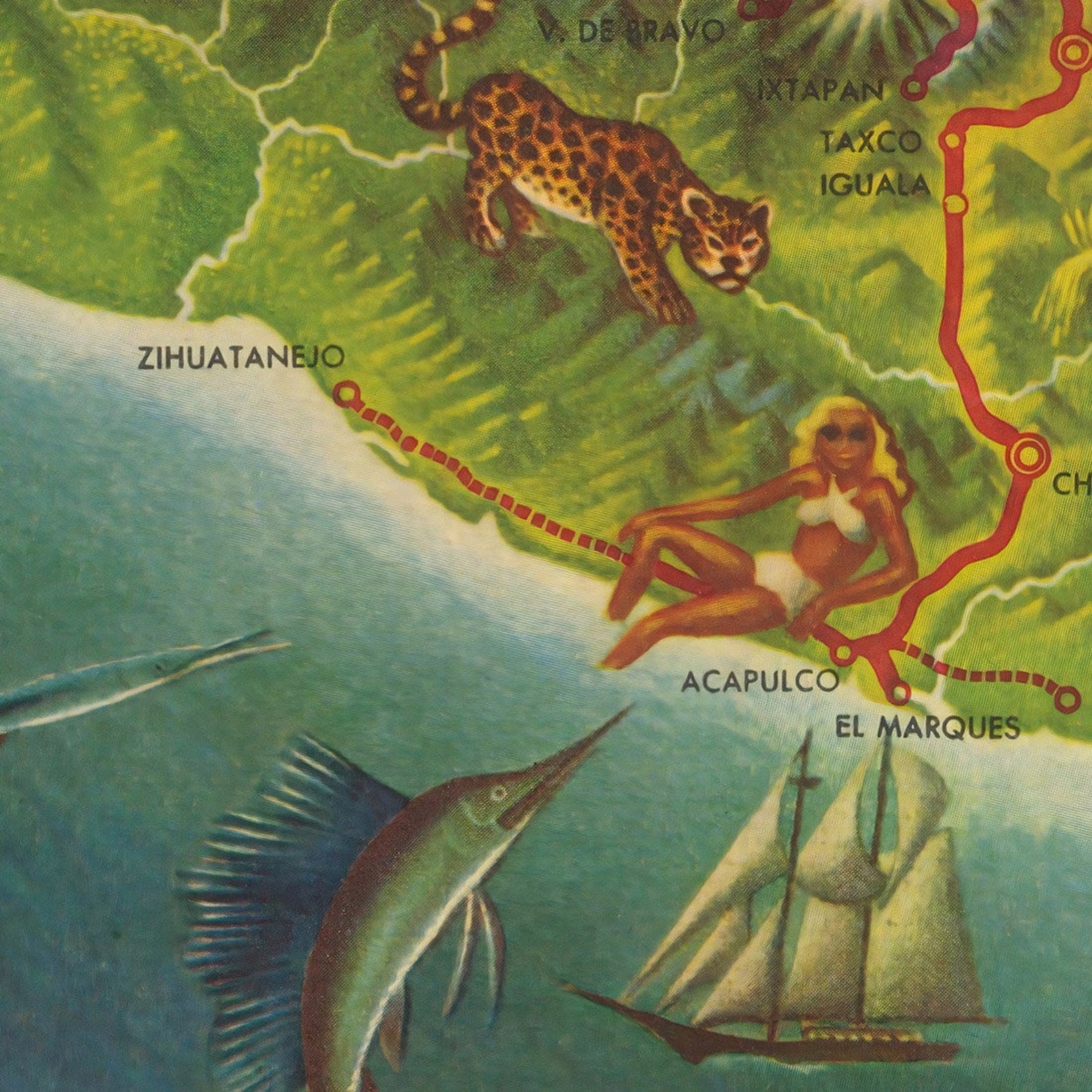 1952 Highway map of Mexico Antique map of Mexico Old Map of | Etsy